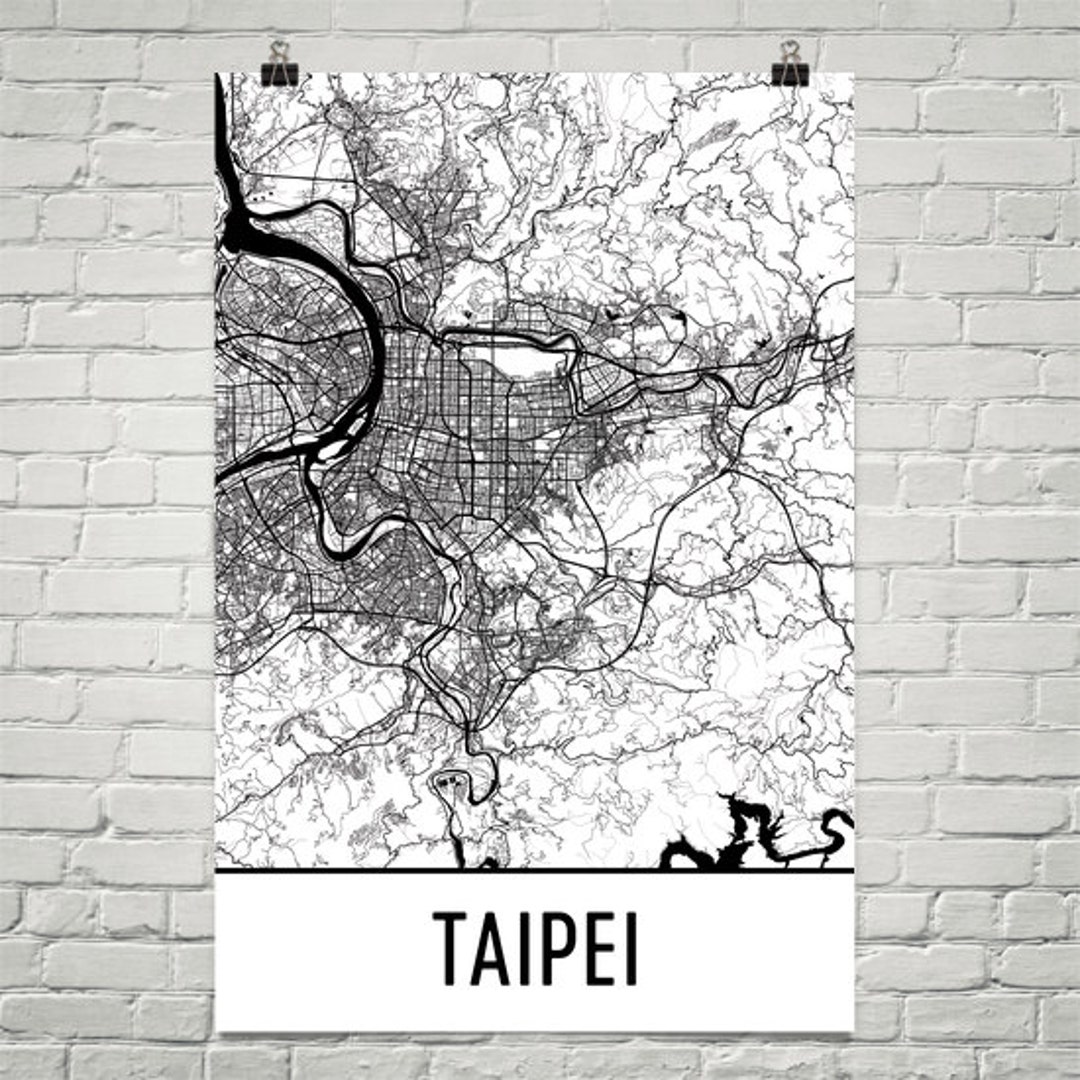 Taipei Map, Taipei Art, Taipei Print, Taipei Taiwan Poster, Taipei Wall ...