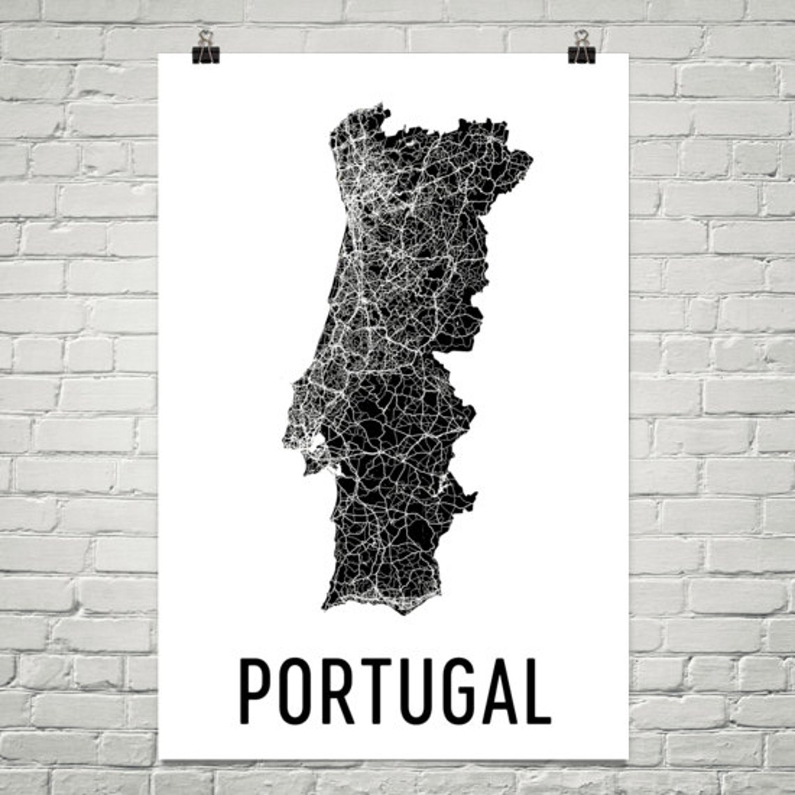 Portugal Map Map of Portugal Portugal Art Portugal Print - Etsy