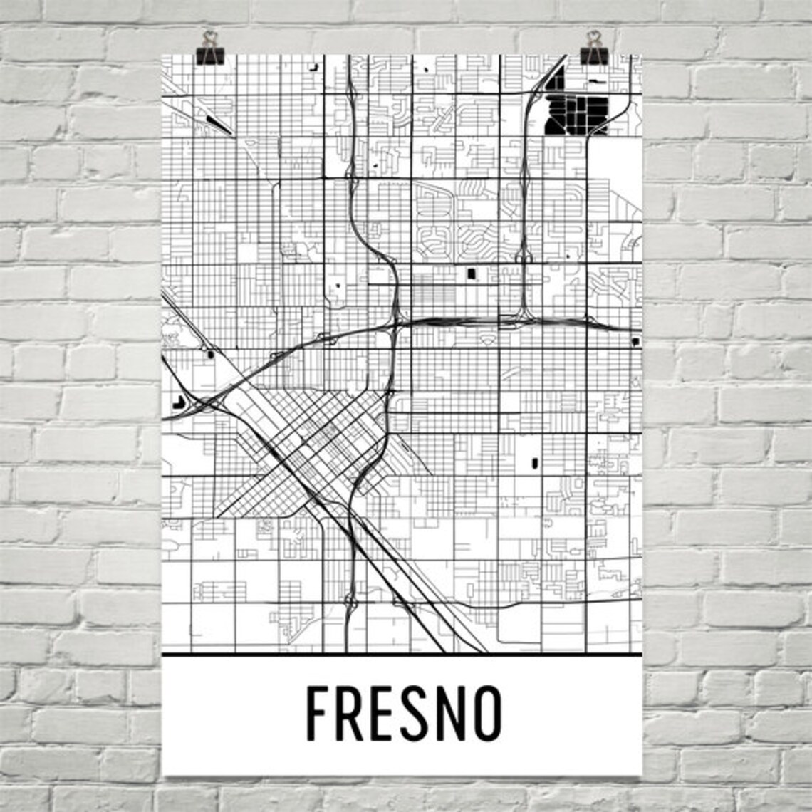Fresno Map, Fresno Art, Fresno Print, Fresno CA Poster, Fresno Wall Art ...