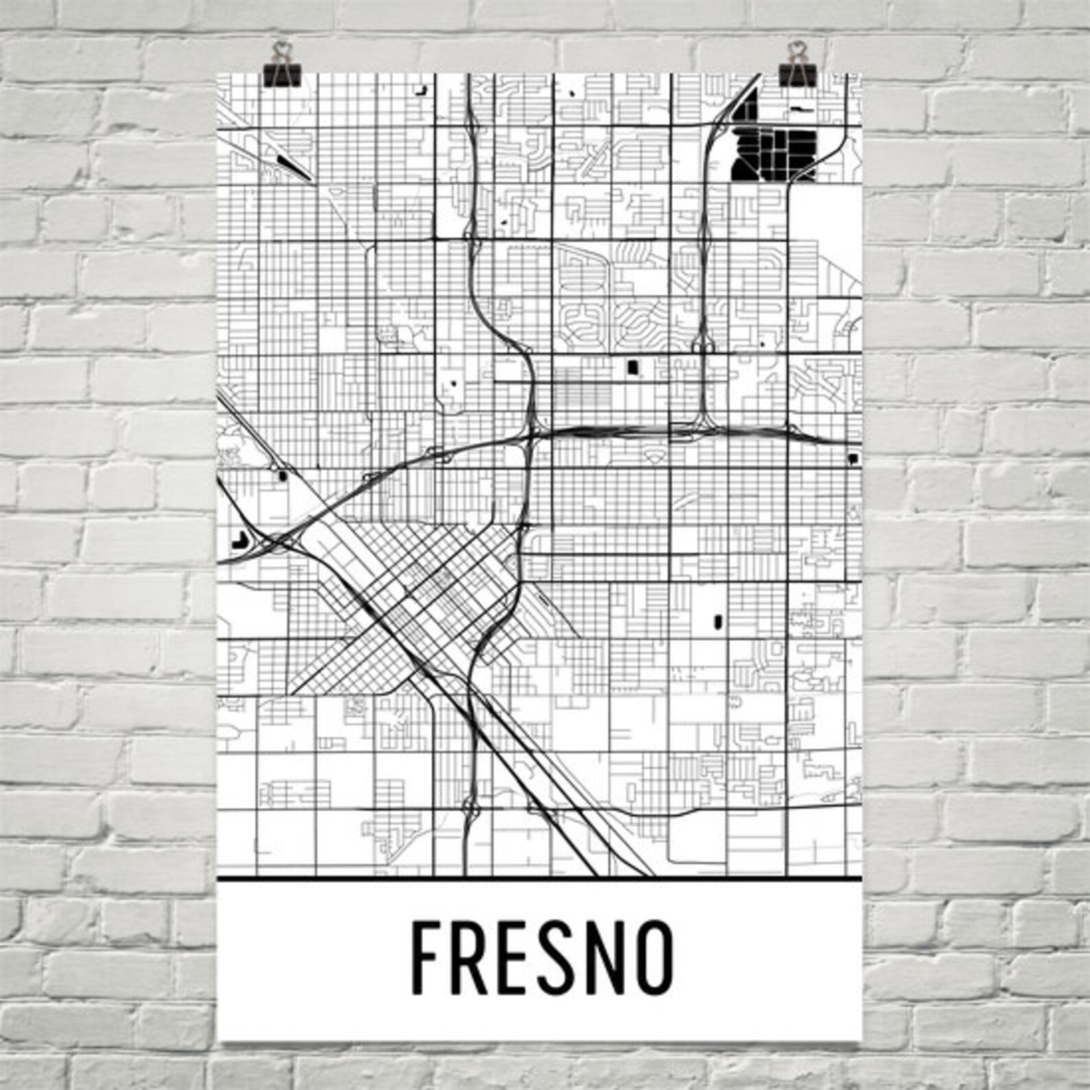 Fresno Map, Fresno Art, Fresno Print, Fresno CA Poster, Fresno Wall Art ...