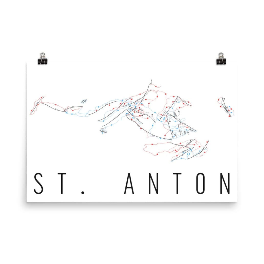 St. Anton Ski Map Art, St. Anton Austria, St. Anton Trail Map, St ...