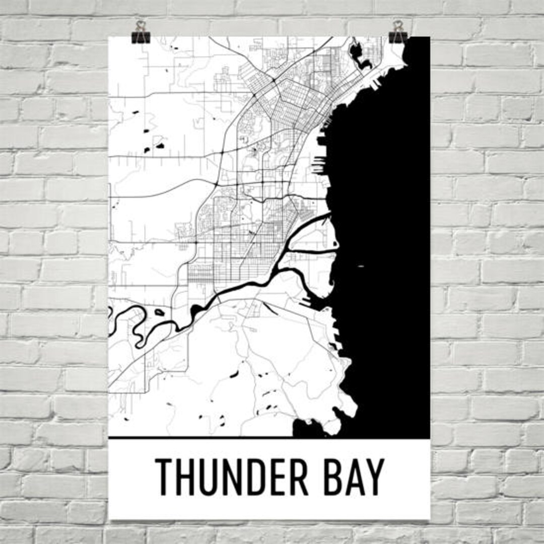 Thunder Bay Map, Thunder Bay Art, Thunder Bay Print, Thunder Bay ON ...