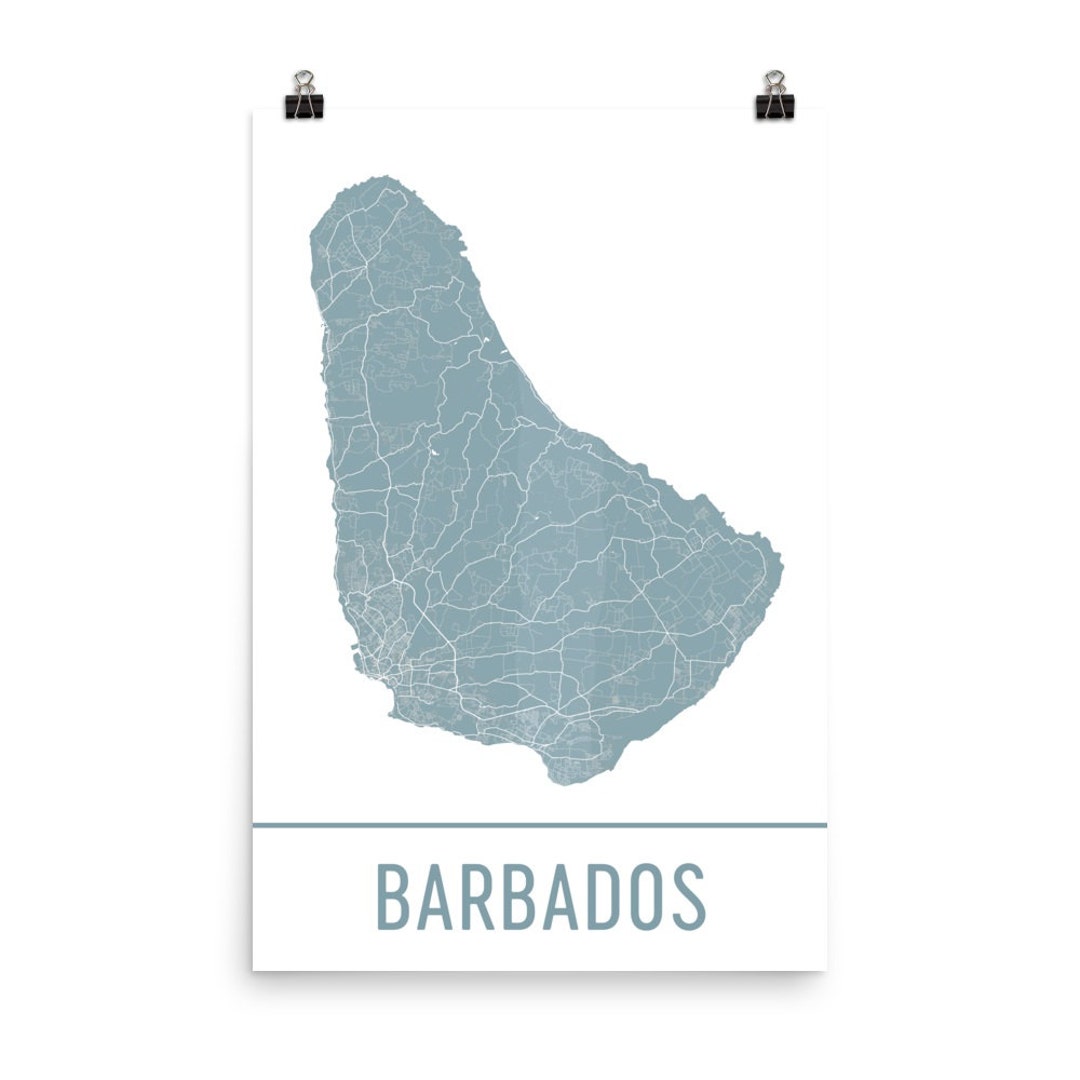 Barbados Map, Barbados Art, Barbados Print, Barbados Poster, Barbados ...