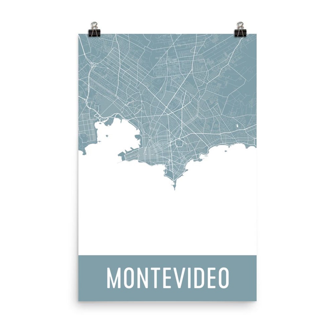 Montevideo Map, Montevideo Art, Montevideo Print, Montevideo Uruguay ...