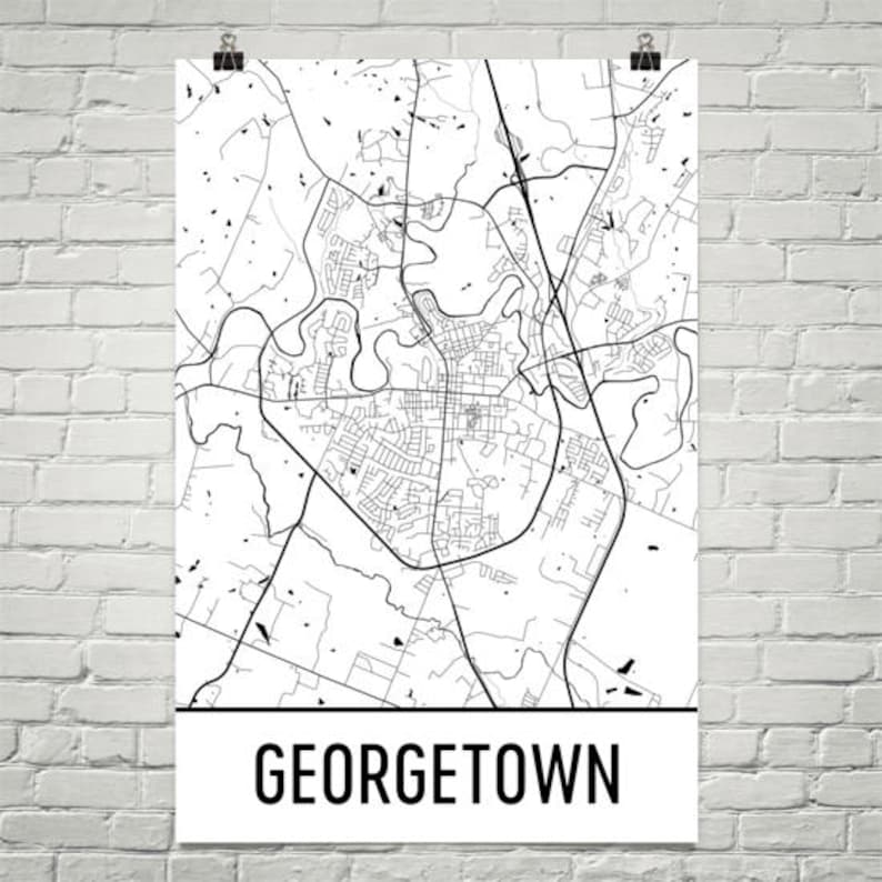 Georgetown Map Georgetown Art Georgetown Print Georgetown | Etsy