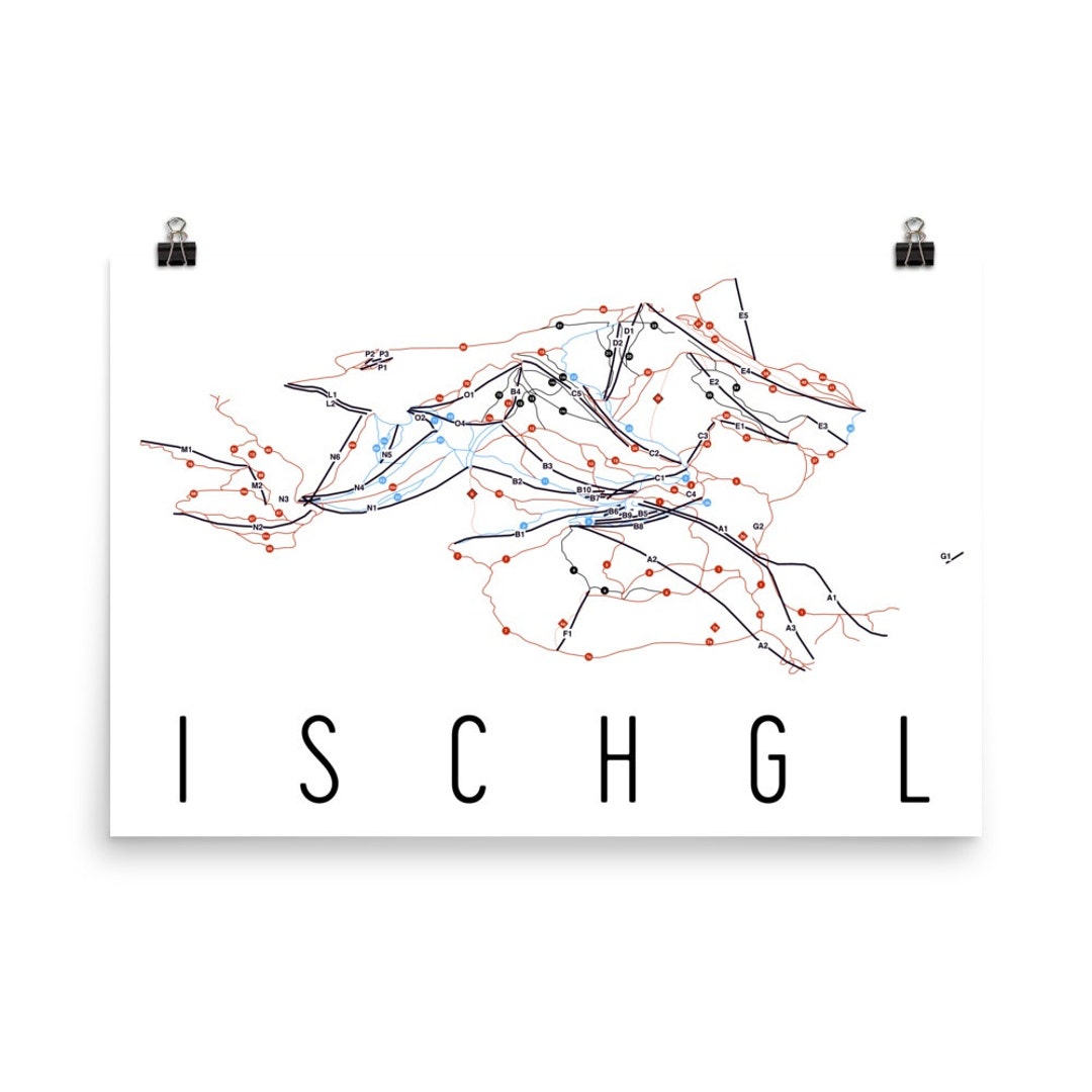 Ischgl Ski Map Art, Ischgl, Austria, Ischgl Trail Map, Ischgl Resort ...