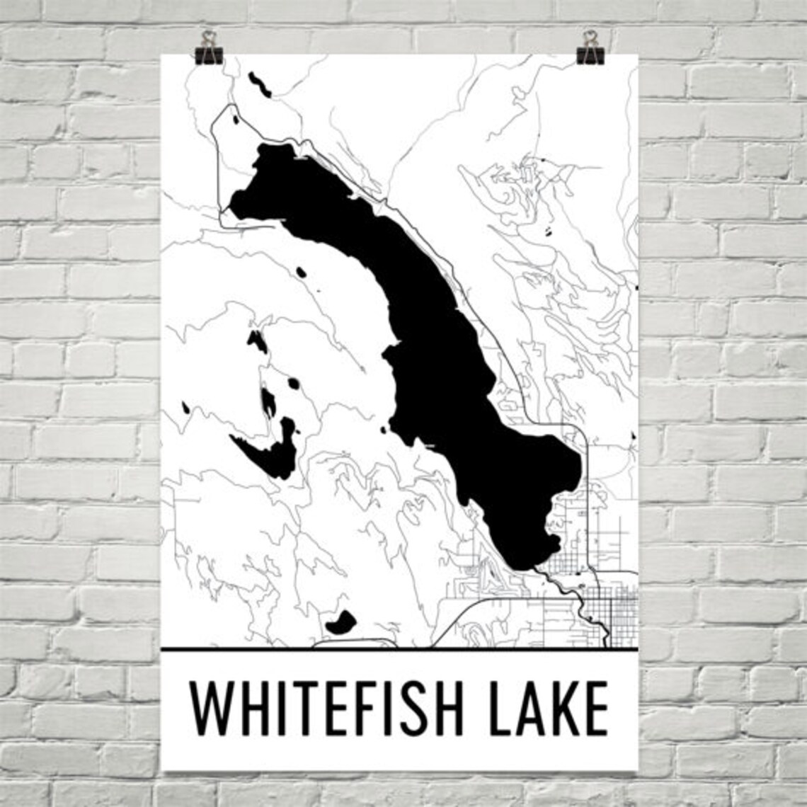 Whitefish Lake Montana Whitefish Lake MT Whitefish Lake Map - Etsy