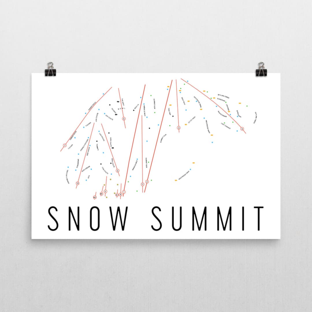 Snow Summit Ski Trail Map Art Print: Big Bear, California - Etsy