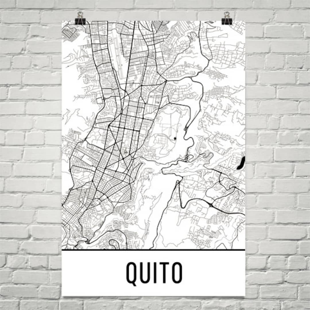 Quito Map, Quito Art, Quito Print, Quito Ecuador Poster, Quito Wall Art ...