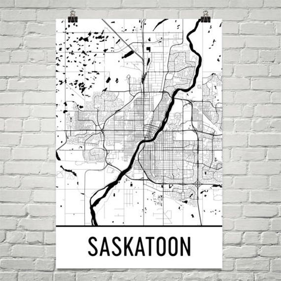 Saskatoon Map Saskatoon Art Saskatoon Print Saskatoon | Etsy Canada
