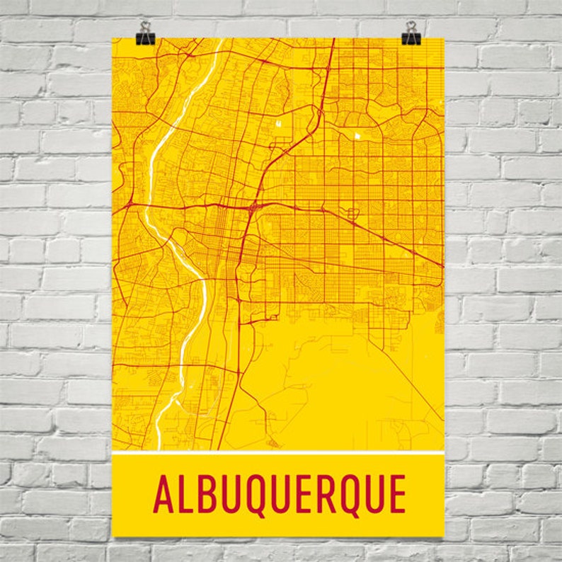 Albuquerque Map Albuquerque Art Albuquerque Print - Etsy