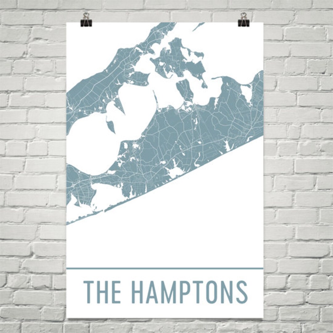 The Hamptons Map, Hamptons Art, Hamptons Print, Hamptons NY Art Poster ...