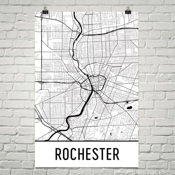 Rochester Map Rochester Art Rochester Print Rochester NY | Etsy