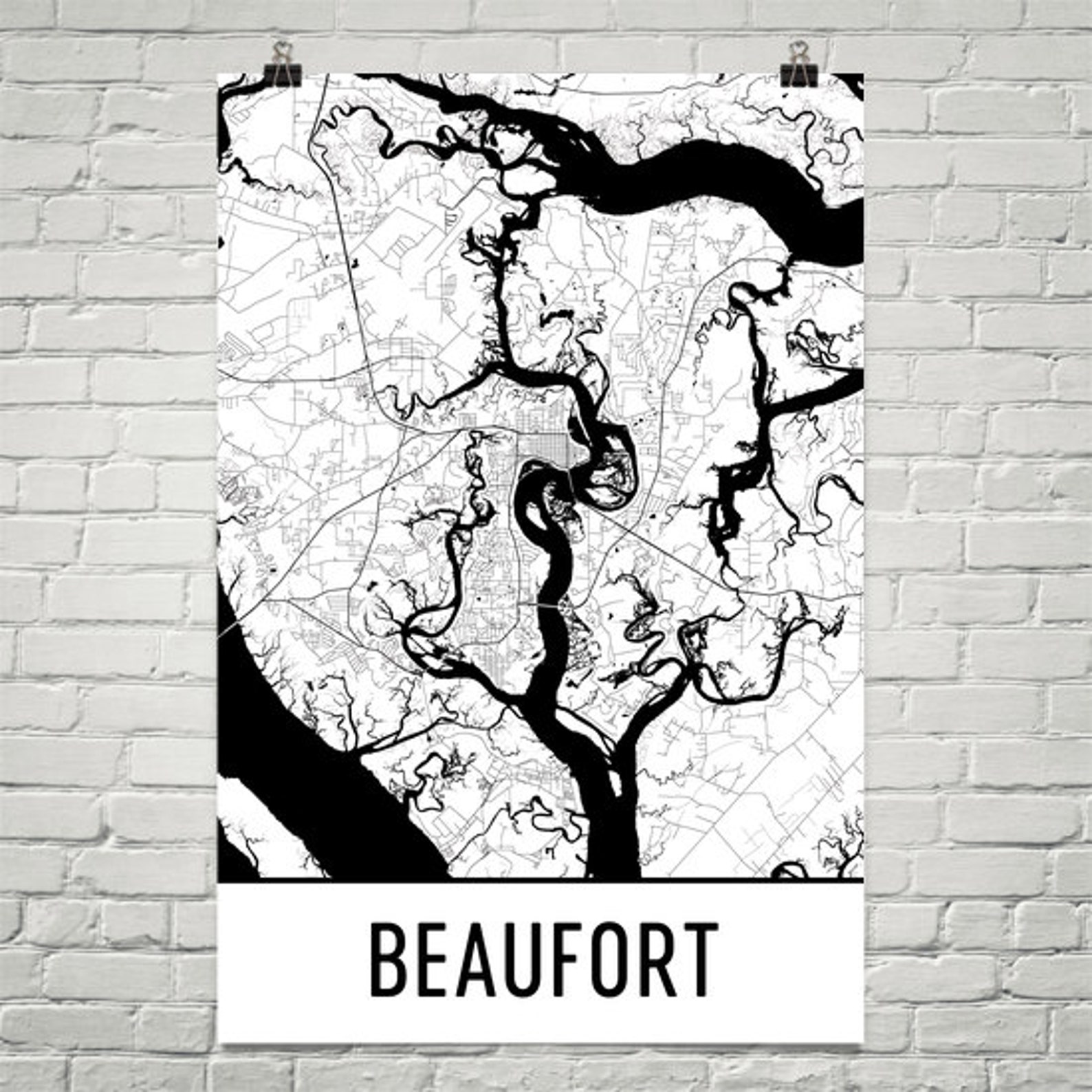 Beaufort Map Beaufort Art Beaufort Print Beaufort SC - Etsy
