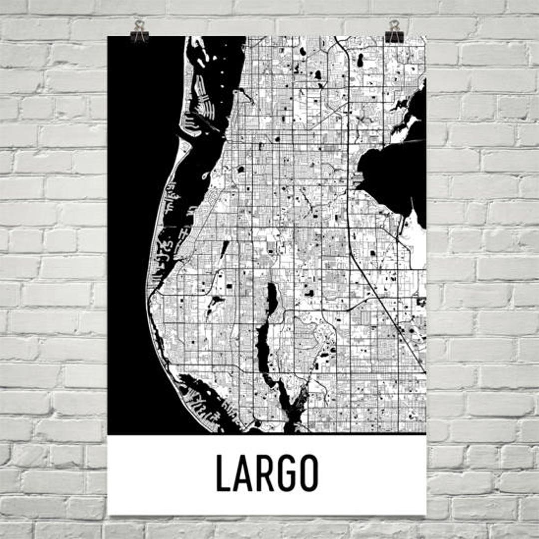 Largo Map, Largo Art, Largo Print, Largo FL Poster, Largo Wall Art ...
