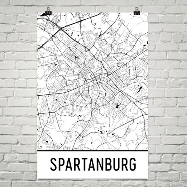 Spartanburg Sc Map - Etsy