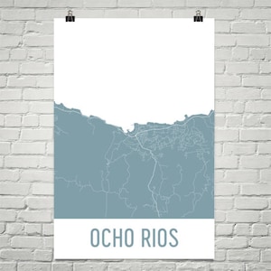 Ocho Rios Map, Ocho Rios Art, Ocho Rios Print, Ocho Rios Jamaica Poster ...