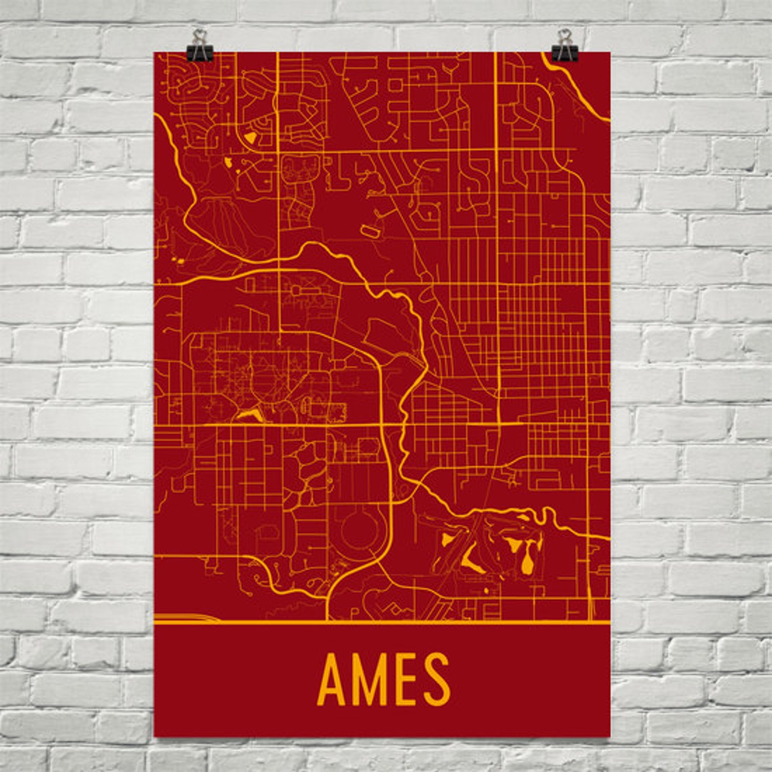 Ames IA Map Ames Art Ames Print Ames Iowa Art Poster Ames | Etsy