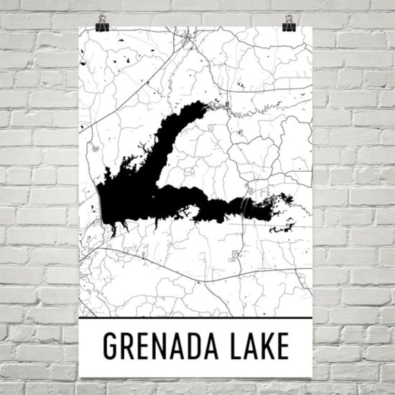 Grenada Lake Mississippi Grenada Lake MS Grenada Lake Map | Etsy