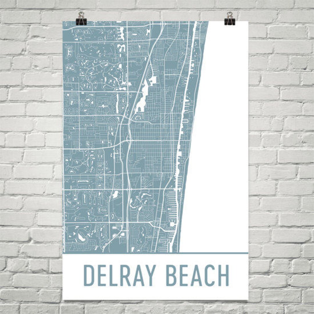 Delray Beach Map, Delray Beach Art, Delray Beach Print, Delray Beach FL ...