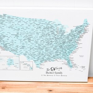 Push Pin Map United States, Watercolor Push Pin Map USA, Framed United ...