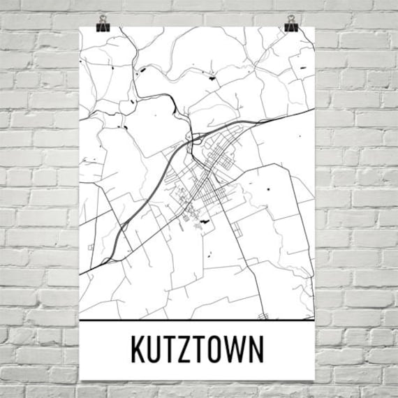 Kutztown Map Kutztown Art Kutztown Print Kutztown PA | Etsy
