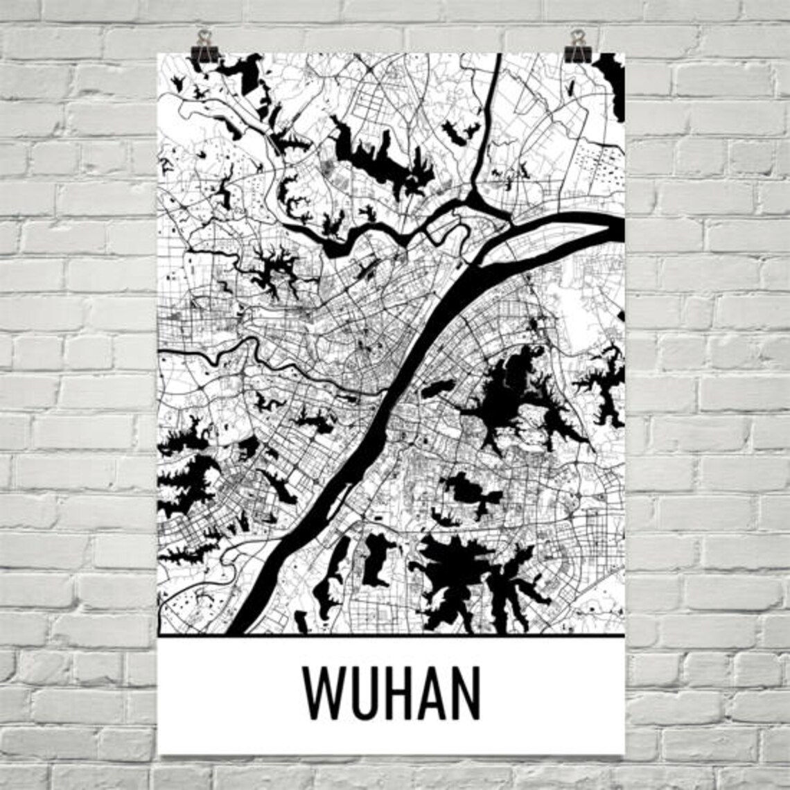 Wuhan Map, Wuhan Art, Wuhan Print, Wuhan China Poster, Wuhan Wall Art ...