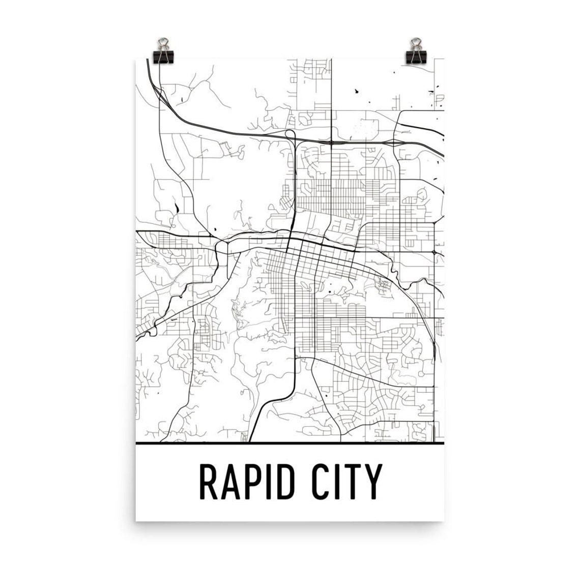 Rapid City Map, Rapid City Art, Rapid City Print, Rapid City SD Poster ...