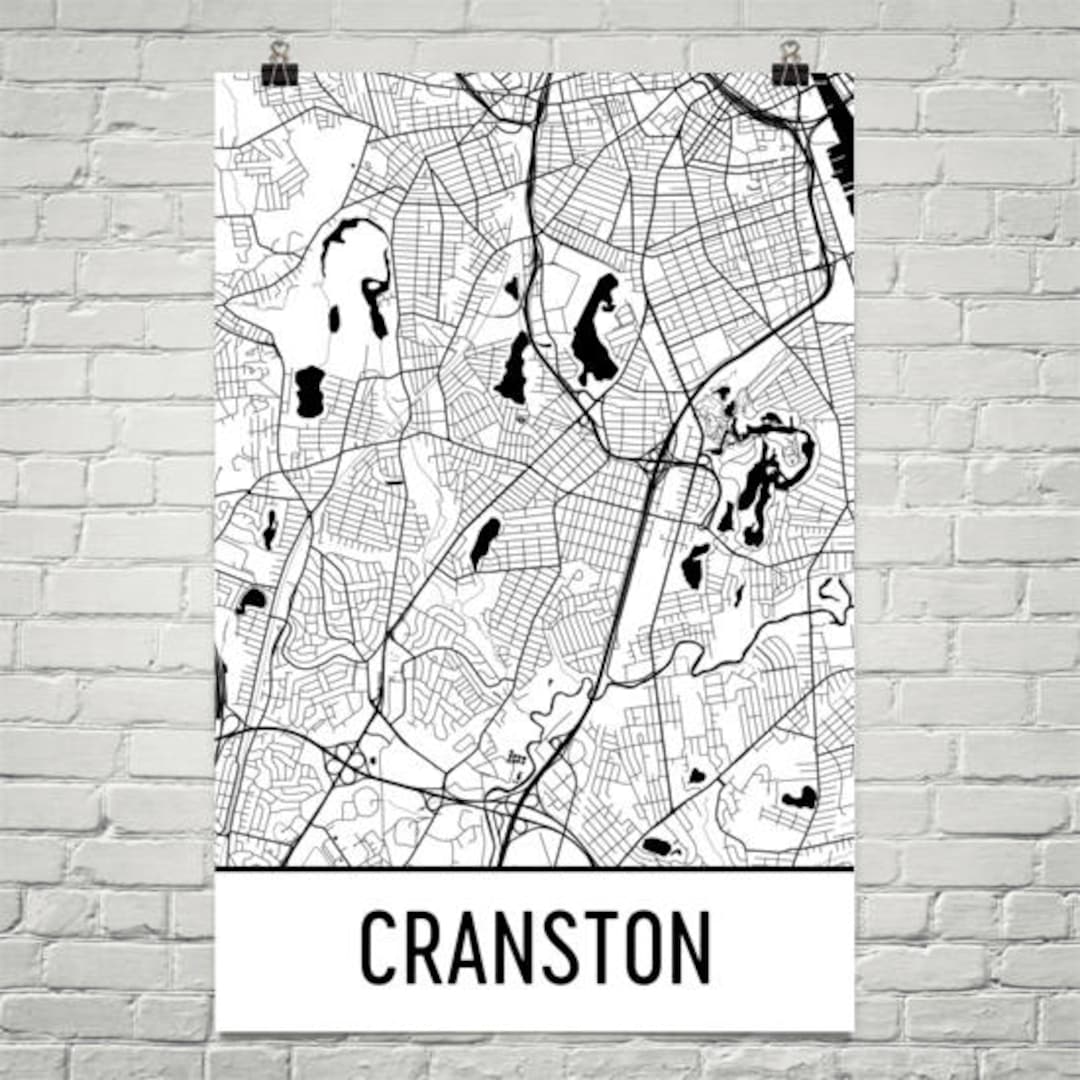 Cranston Map Cranston Art Cranston Print Cranston RI - Etsy