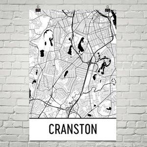 Cranston Map Cranston Art Cranston Print Cranston RI - Etsy