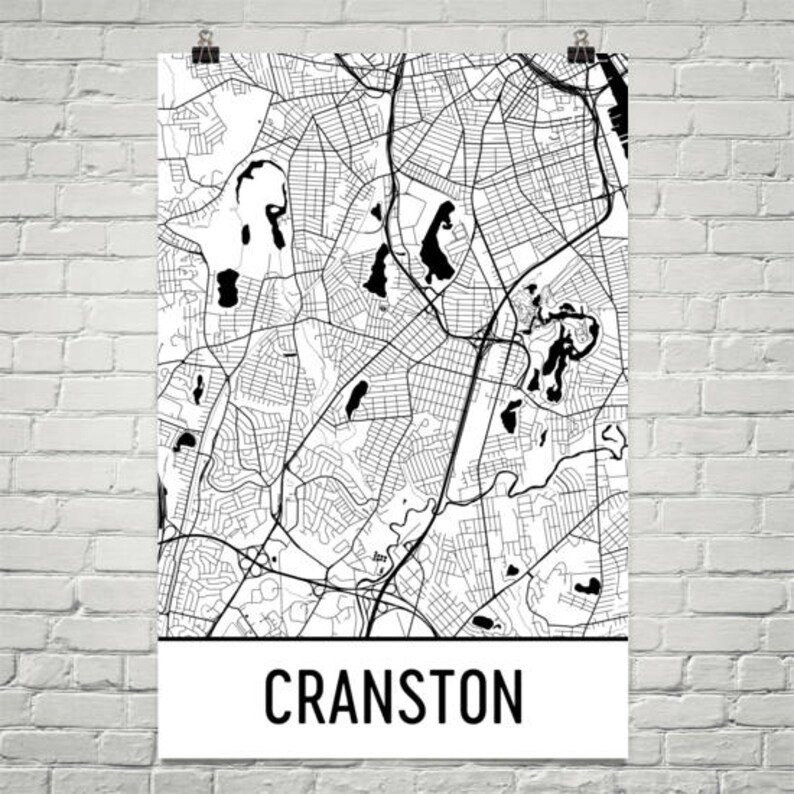Cranston Map Cranston Art Cranston Print Cranston RI - Etsy