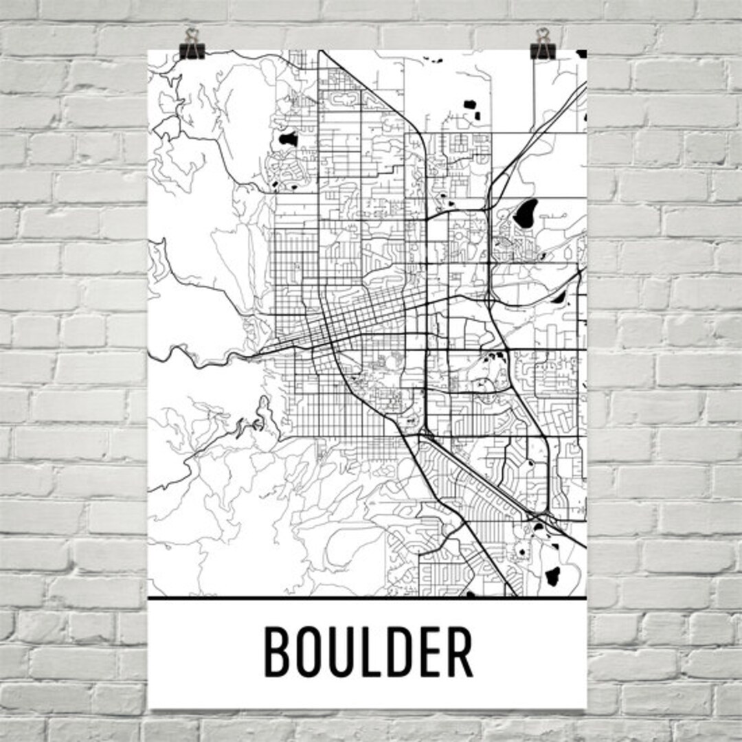Boulder CO Map, Boulder Art, Boulder Print, Boulder Colorado Art Poster ...