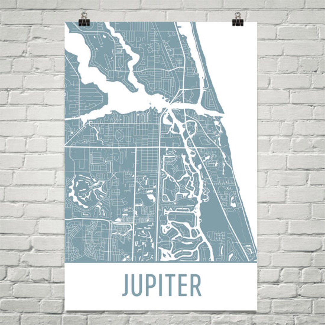 Jupiter Map, Jupiter Art, Jupiter Print, Jupiter FL Poster, Jupiter ...