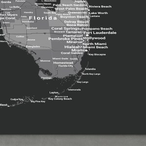 Florida Push Pin Map, Map of Florida, FL Map, Florida Decor, Florida ...