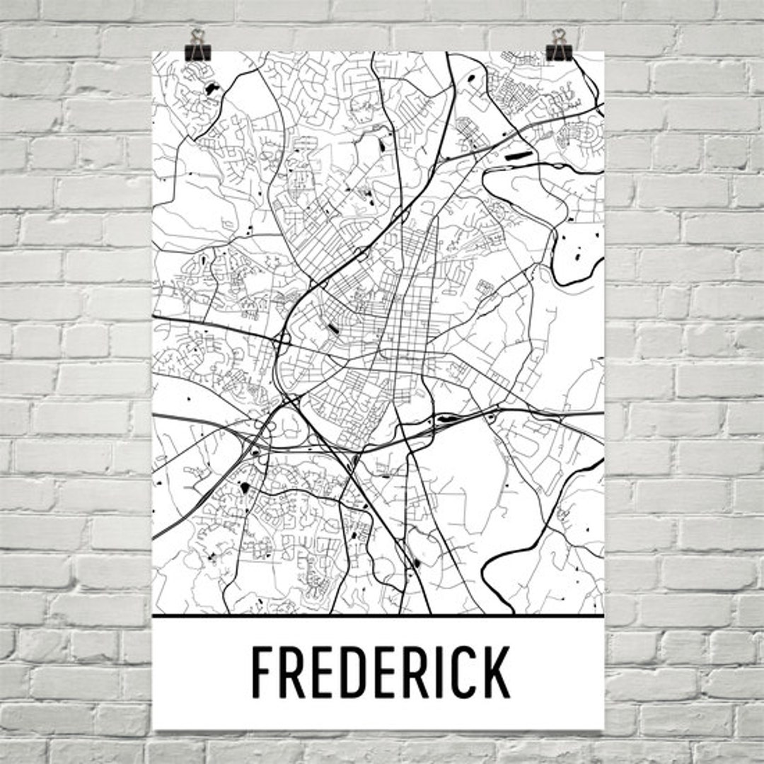 Frederick MD Map Art Print: Modern City Street Decor - Etsy