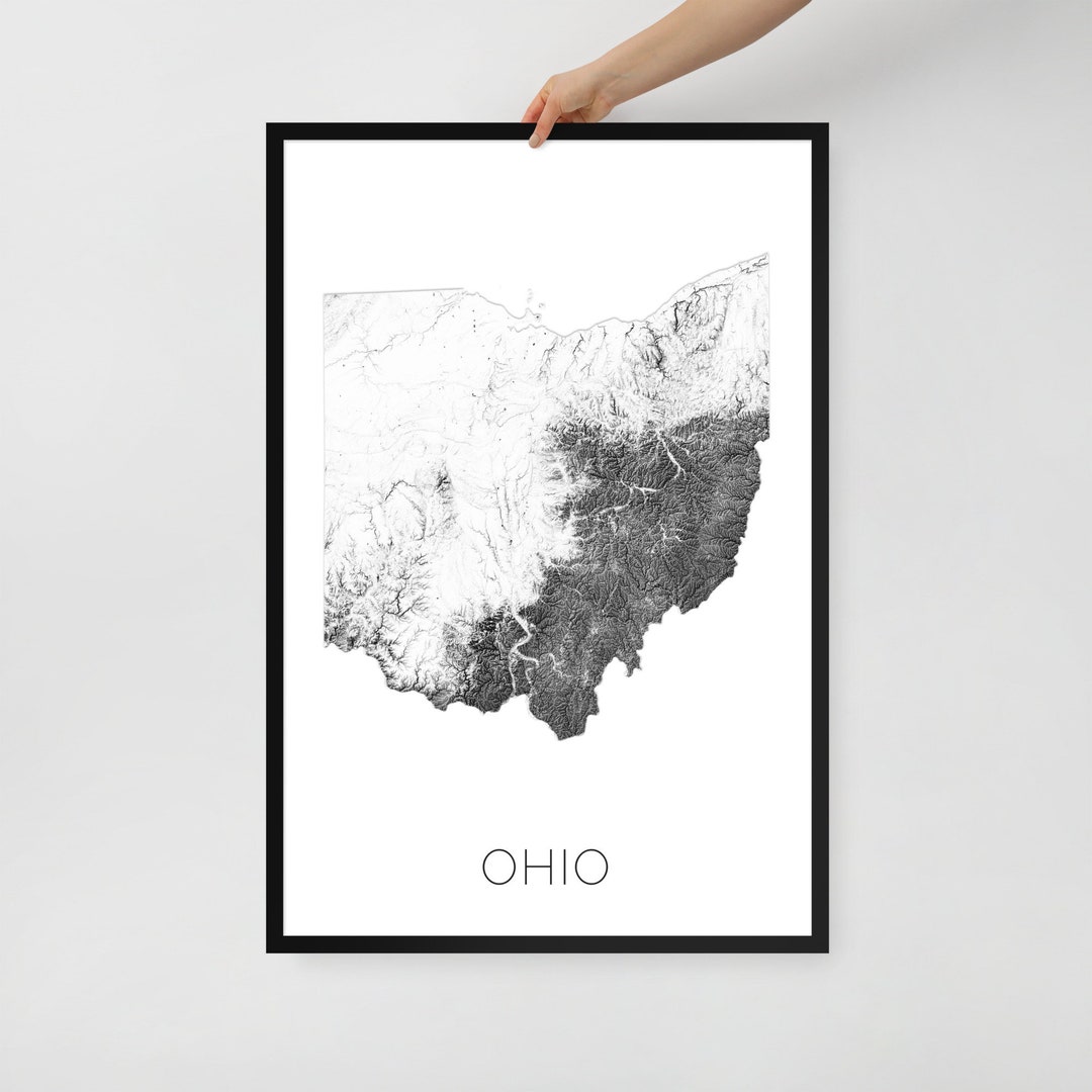 Ohio Topographic Map, Map of Ohio, Ohio Decor, Ohio Wall Map, Ohio Art ...