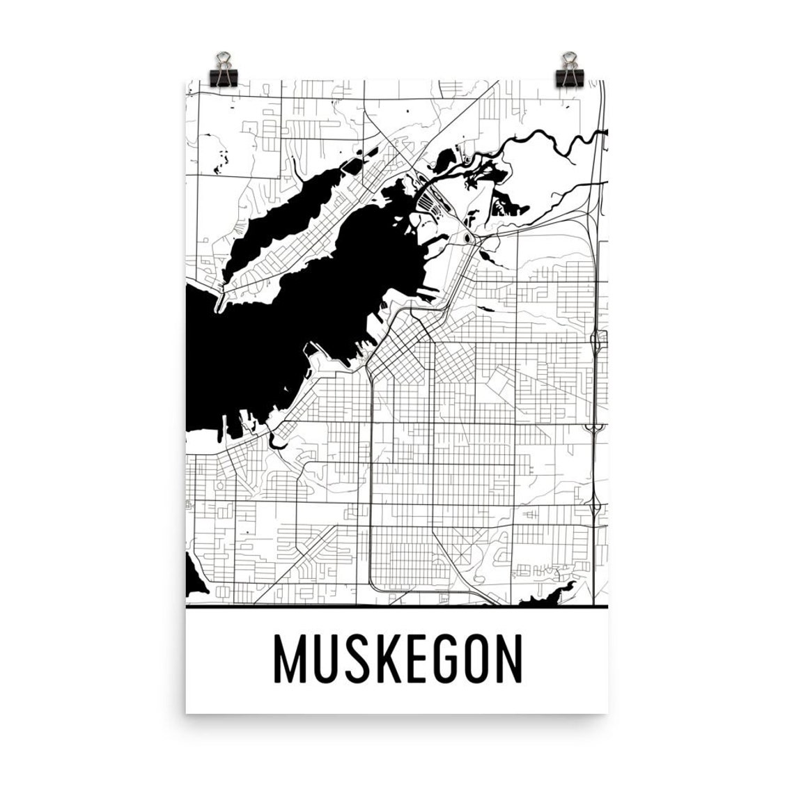 Muskegon Map Muskegon MI Art Muskegon Print Muskegon | Etsy