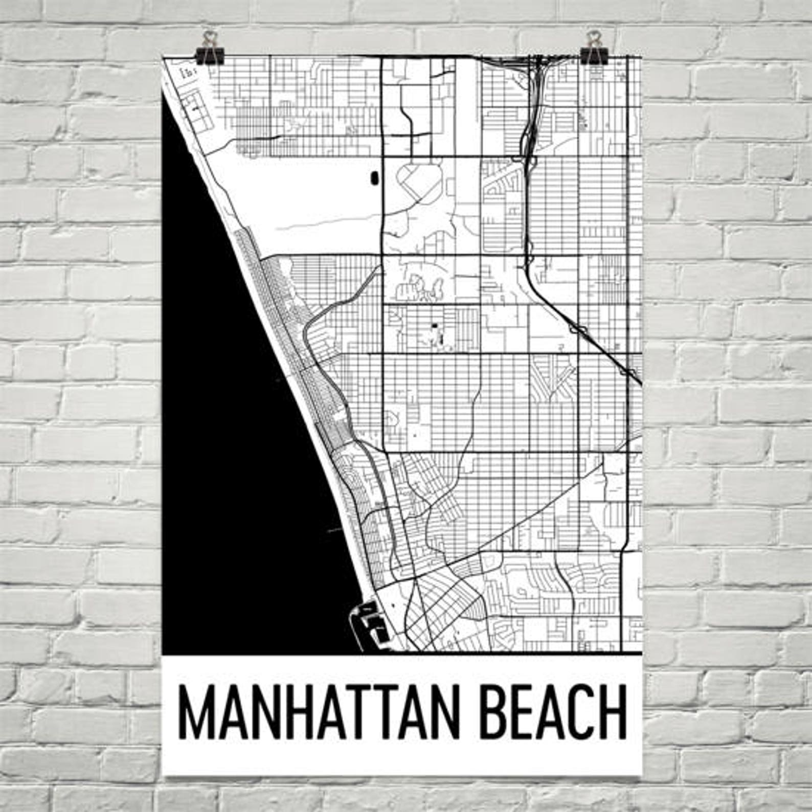 Manhattan Beach CA Map Manhattan Beach Art Manhattan Beach - Etsy