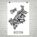 Boston Typography Neighborhood Map Art City Print, Boston Wall Art ...