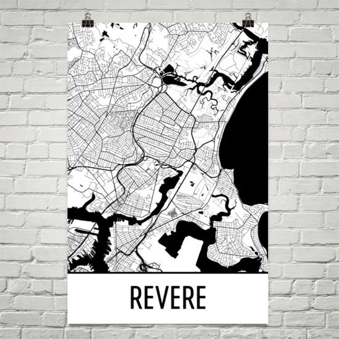 Revere MA Map, Revere Art, Revere Print, Revere Poster, Revere Wall Art ...