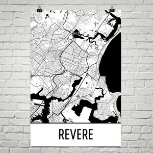 Revere MA Map, Revere Art, Revere Print, Revere Poster, Revere Wall Art ...