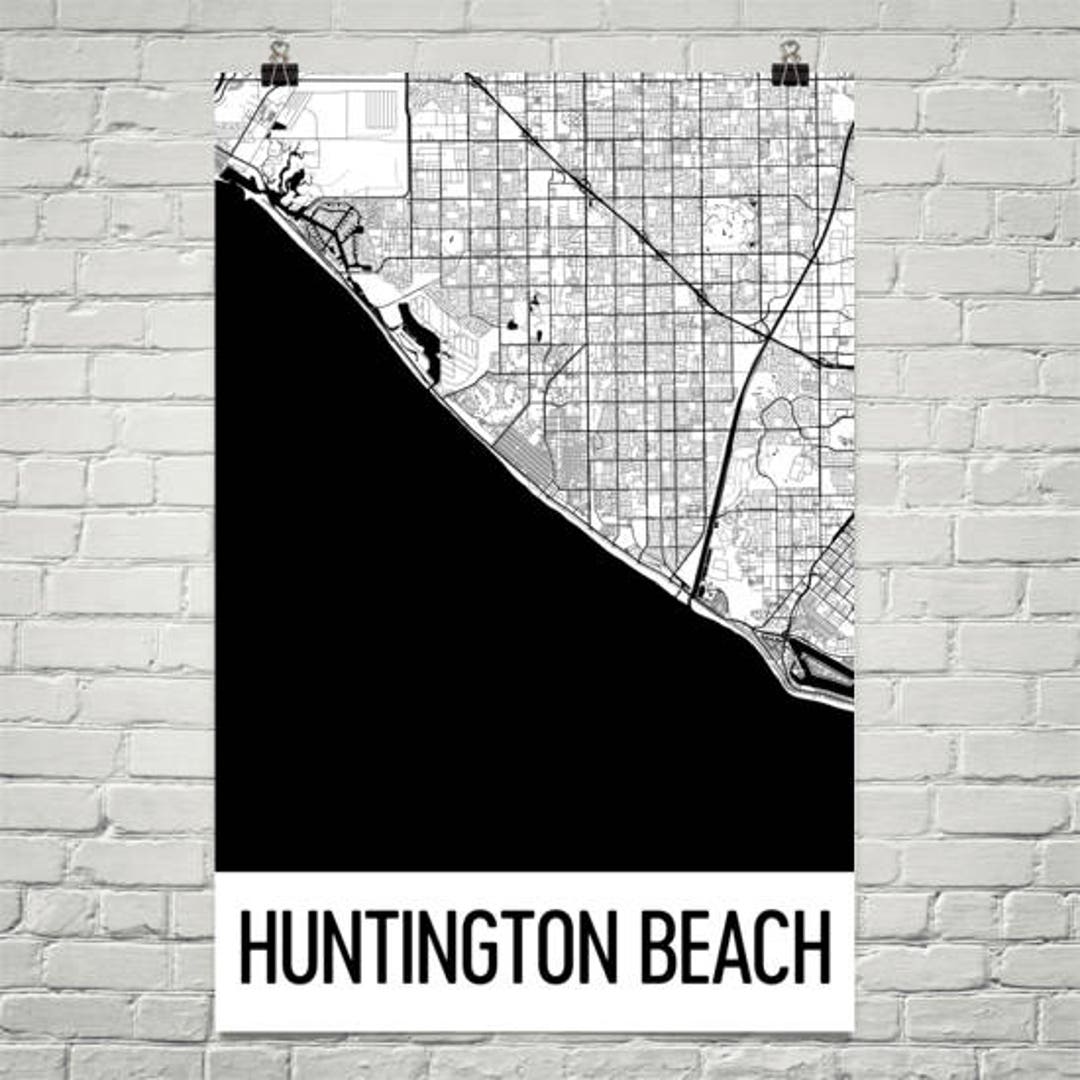Huntington Beach Map Art Print: California Street Map Poster - Etsy