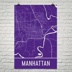 Manhattan Map, Manhattan KS Art, Manhattan Print, Manhattan KS Poster ...