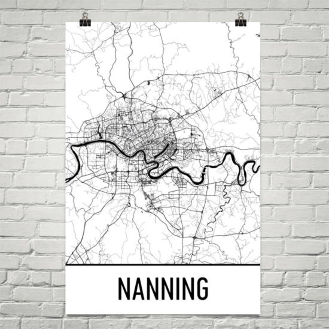 Nanning Map Nanning Art Nanning Print Nanning China Poster | Etsy