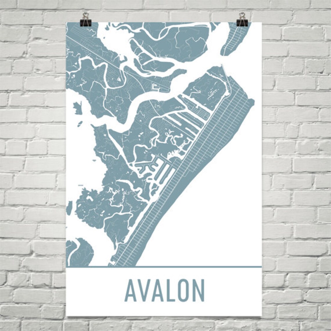 Avalon Map Avalon Art Avalon Print Avalon NJ Art Poster - Etsy
