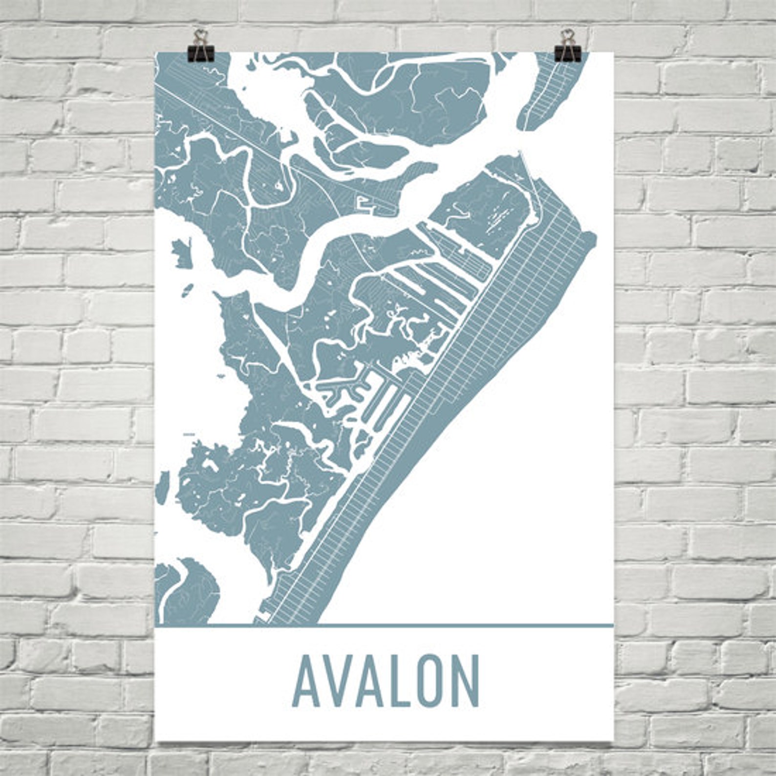Avalon Map Avalon Art Avalon Print Avalon NJ Art Poster - Etsy