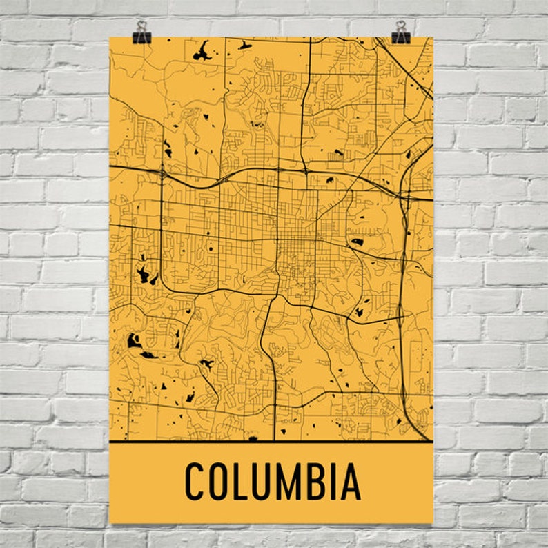 Columbia Map Columbia Art Columbia Print Columbia MO - Etsy