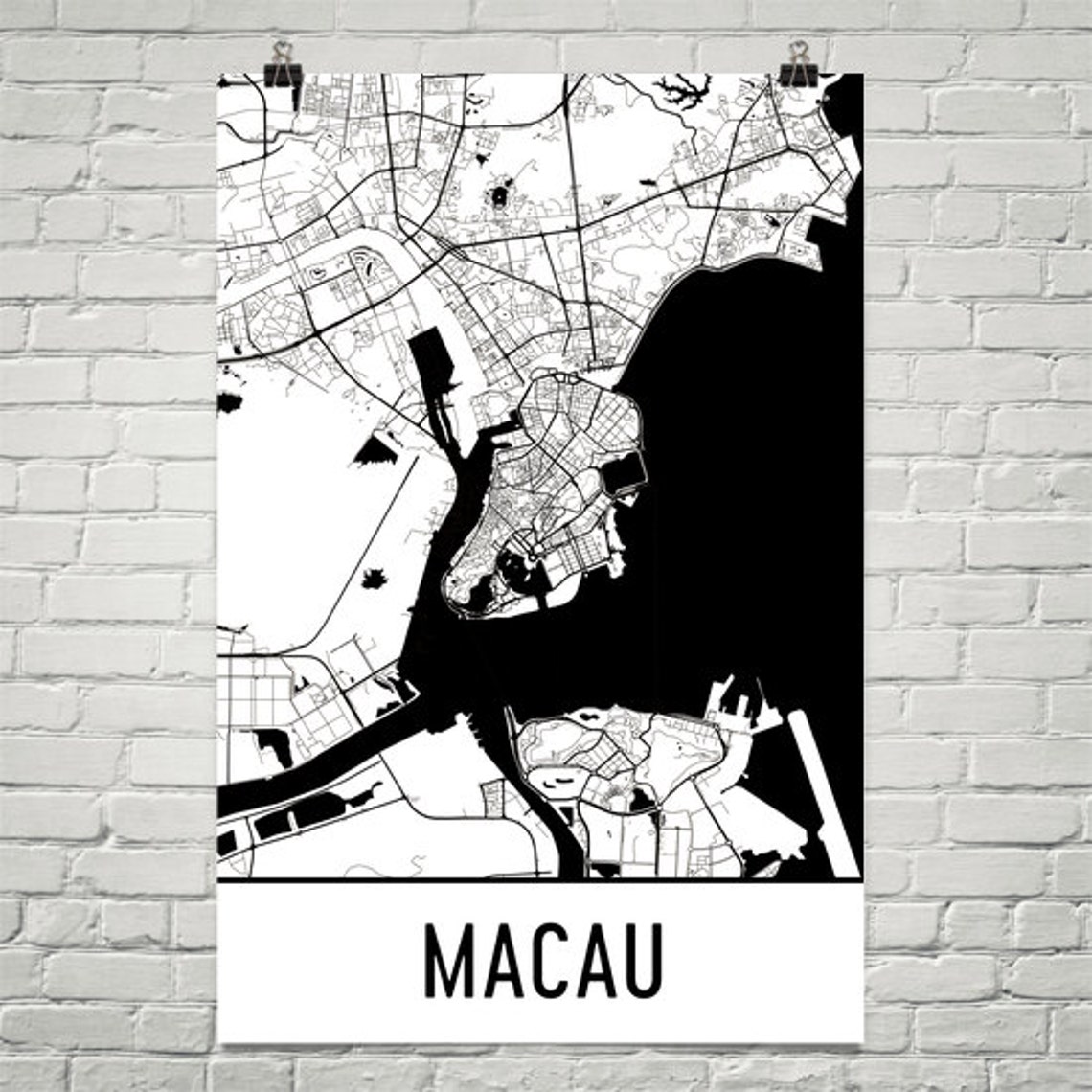 Macau Map Macau Art Macau Print Macau Poster Macau Wall - Etsy