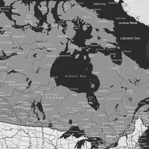 Canada Grey Map With Pins, Push Pin Travel Map for Canadians, City Map ...