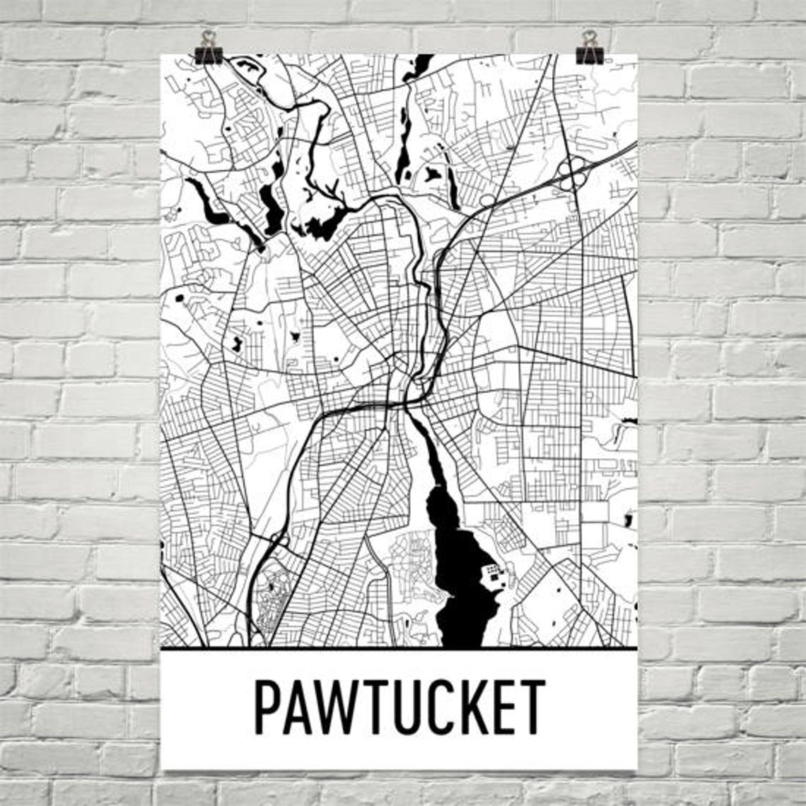 Pawtucket Map Pawtucket Art Pawtucket Print Pawtucket RI - Etsy